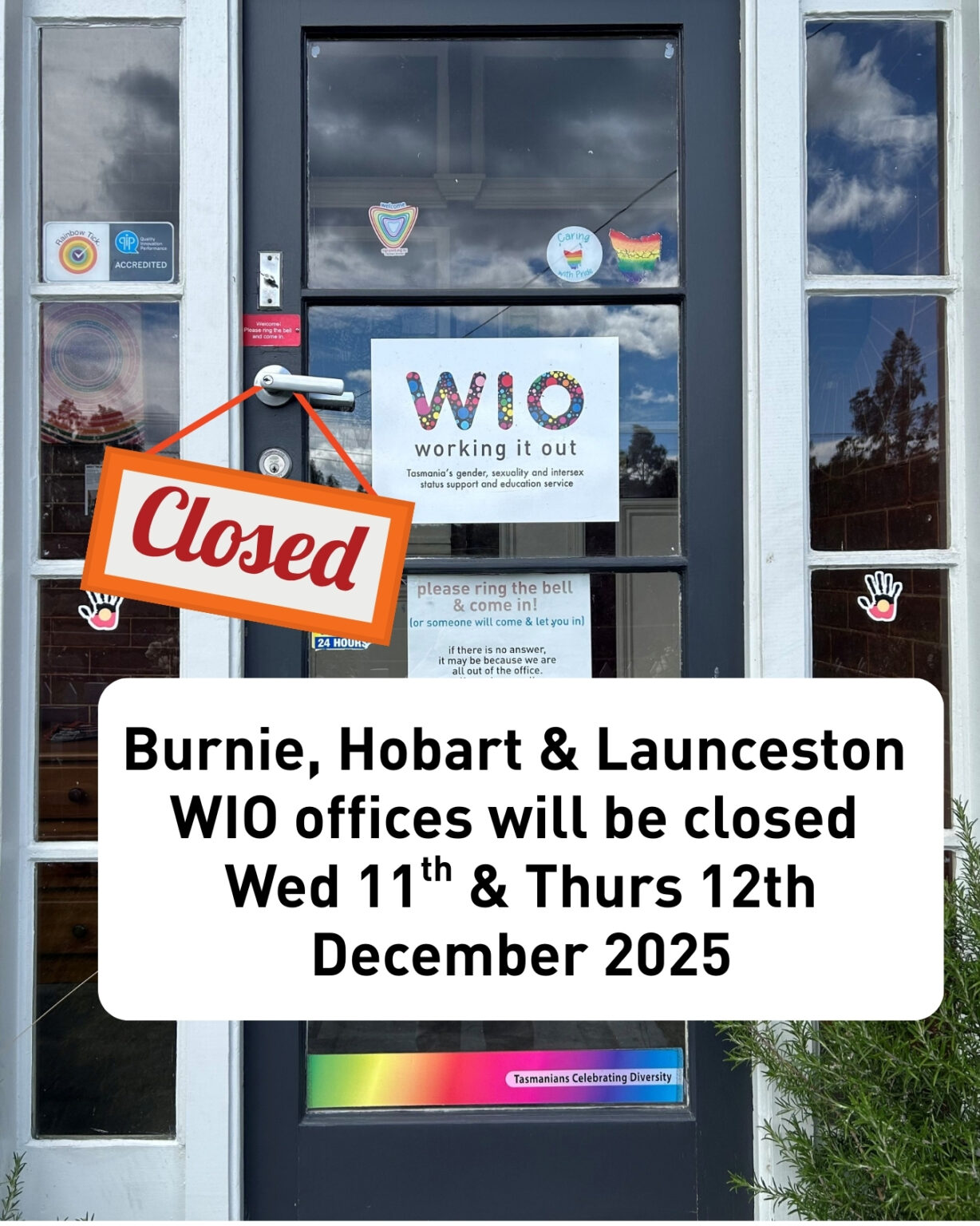 WIO Office Closure 10th & 11th of December - Working It Out Inc.